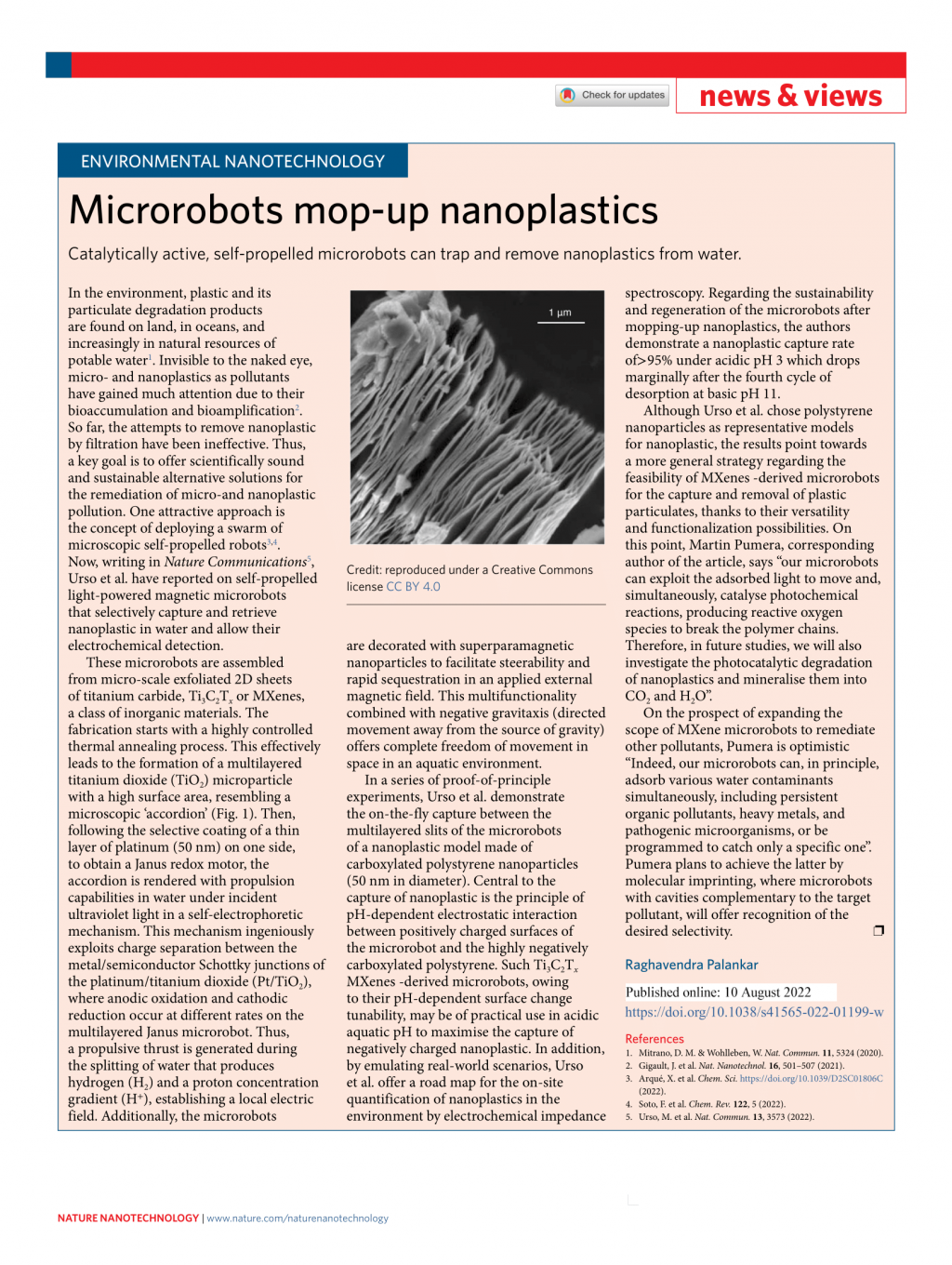 Nature Nanotechnology article about recent work by Urso et al on ...